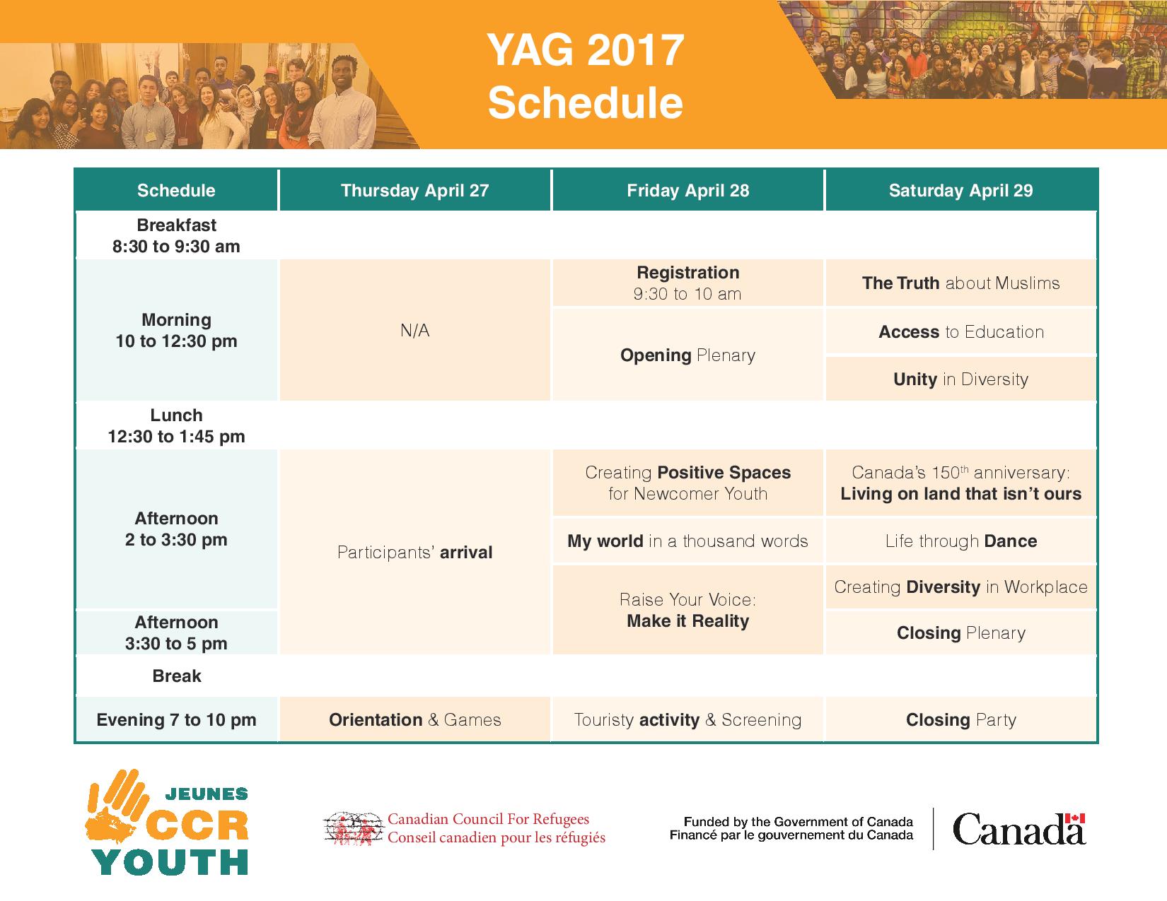 YAG schedule.1 | Canadian Council for Refugees