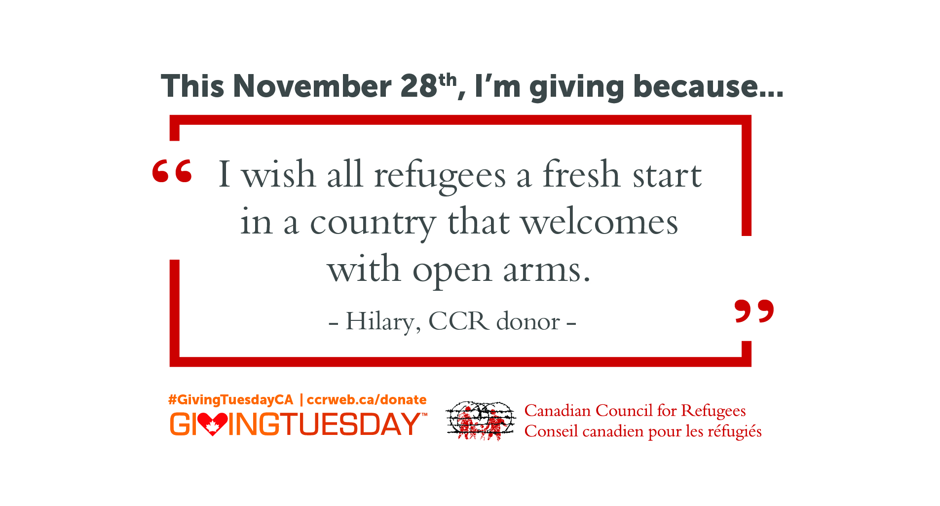 Giving Tuesday - donate | Canadian Council for Refugees