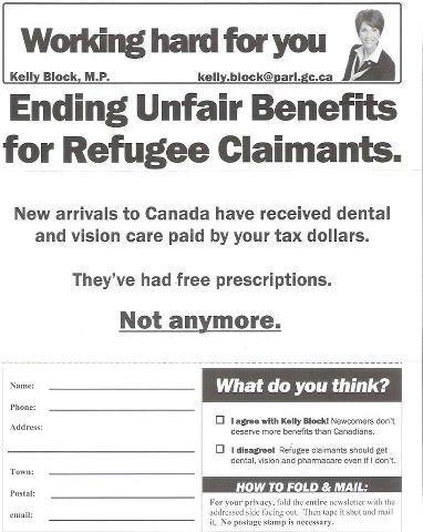 Kelly Block refugee flyer | Canadian Council for Refugees